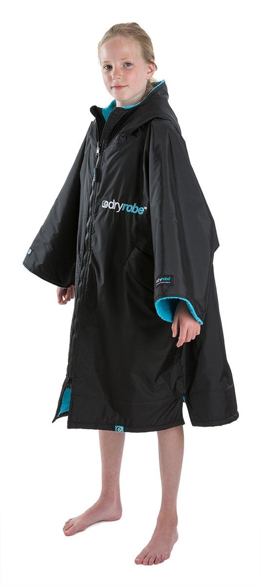 Kids Dryrobe Short Sleeve Changing Robe - Black/ Blue – Brighton ...